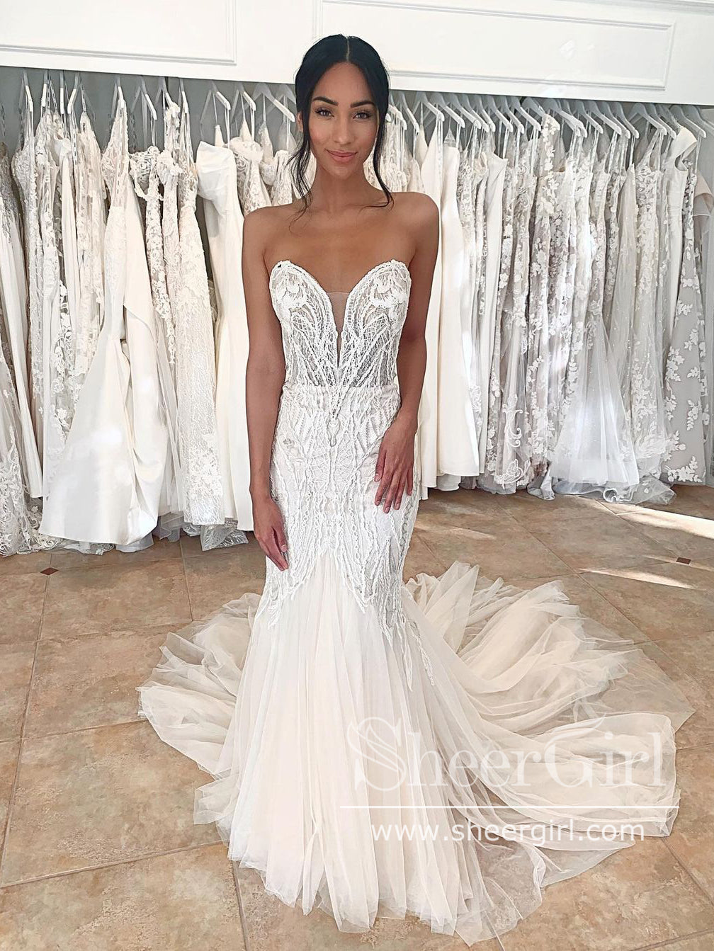 Strapless Beaded Mermaid Wedding Dress